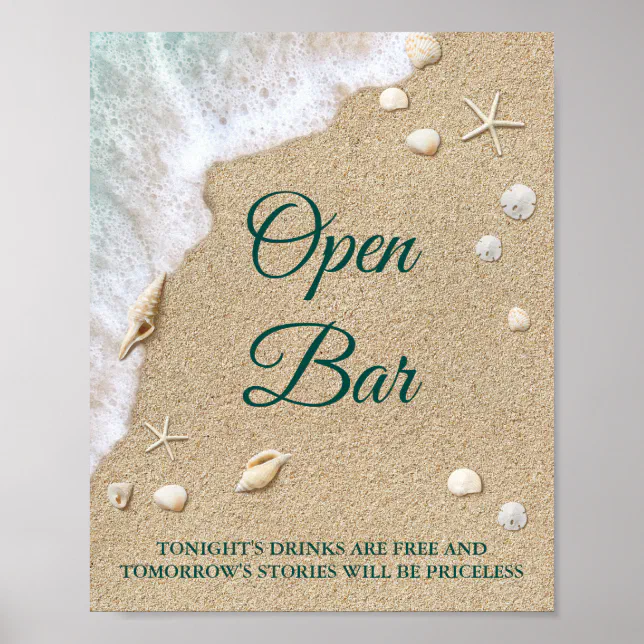 Beach Waves Open Bar Poster | Zazzle