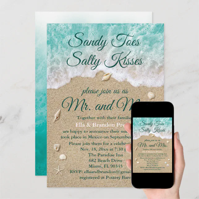 Beach Waves Post Wedding Reception Card | Zazzle