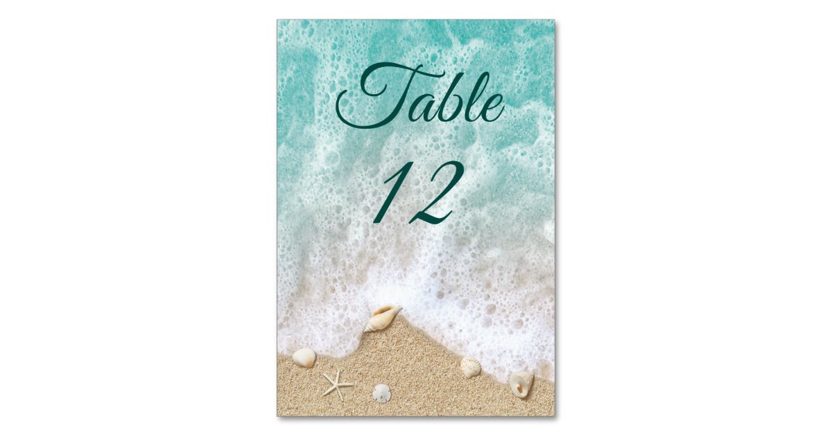Beach Waves Sandy Toes Salty Kisses Table Number | Zazzle