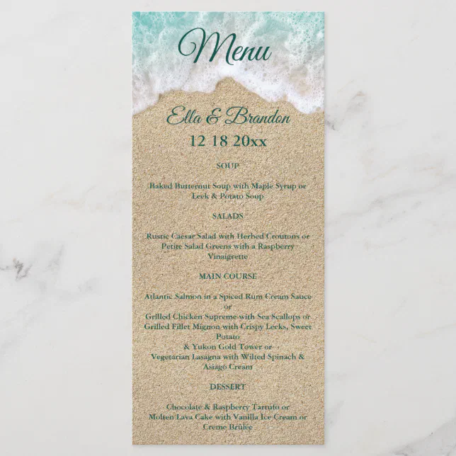Beach Waves Wedding Menu | Zazzle
