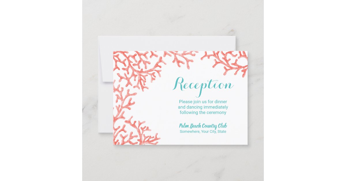 Beach Wedding Coral Reef Reception Invitation | Zazzle