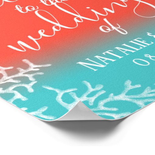 Beach Wedding Coral Reef & Starfish Welcome Sign | Zazzle