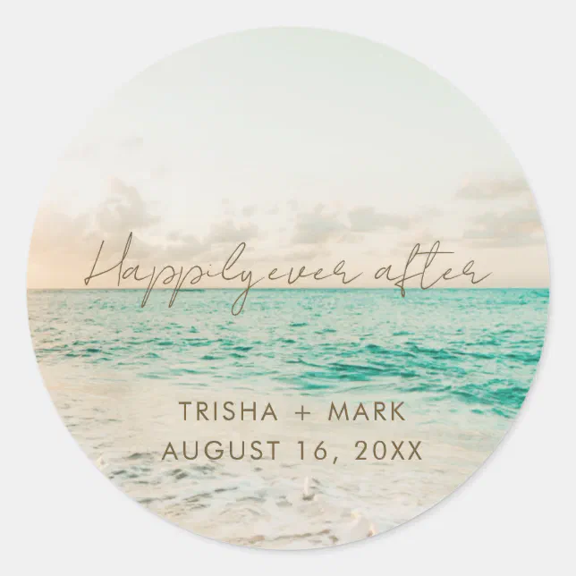 Beach Wedding Favor Stickers | Zazzle
