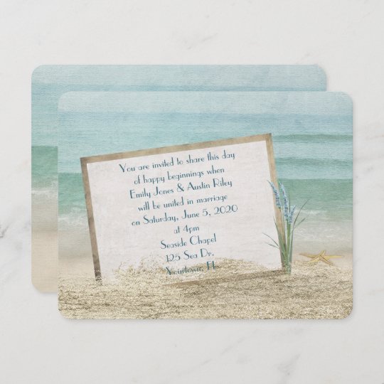 Beach Wedding Frame in Sand Invitation | Zazzle.com