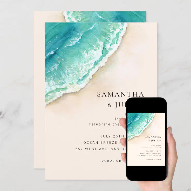 Beach Wedding Invitation, Sea Ocean Wedding Invitation | Zazzle
