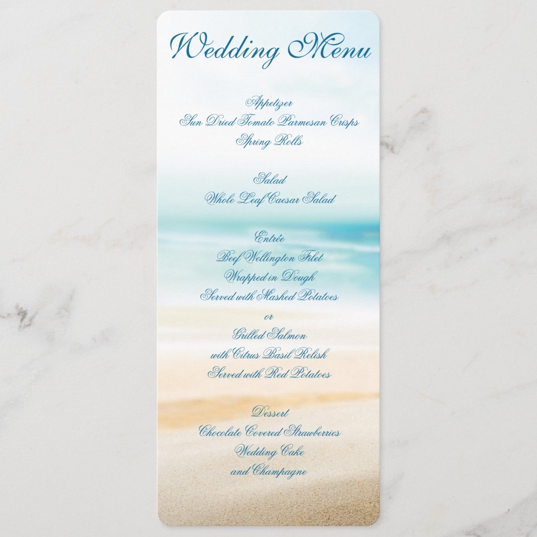 Beach Wedding Menu Custom Invitations | Zazzle