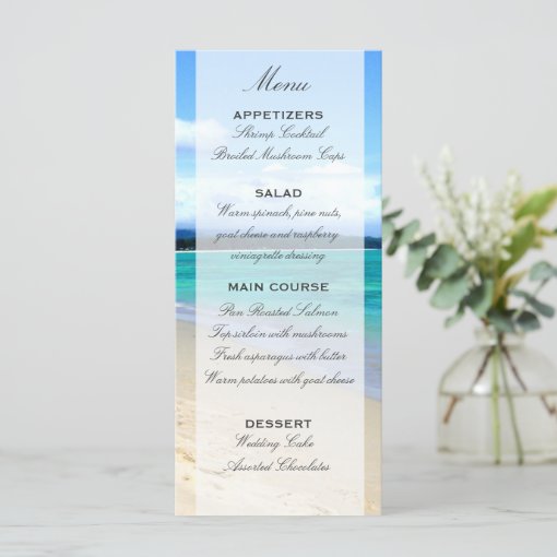 Beach Wedding Menu Template | Zazzle