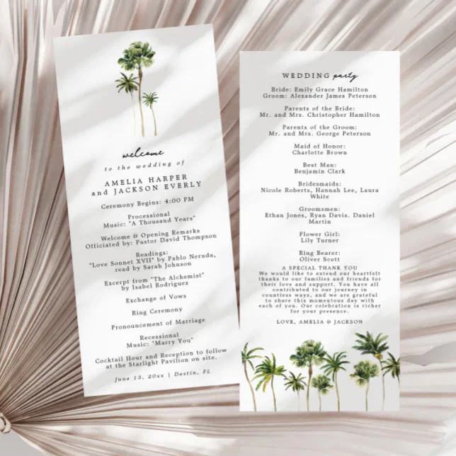 Beach Wedding Order of Events Wedding Program | Zazzle