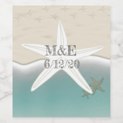 Beach Wedding Personalized Wine Bottle Labels | Zazzle