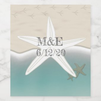 Beach Wedding Personalized Wine Bottle Labels | Zazzle