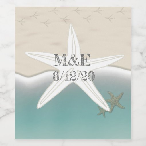 Beach Wedding Personalized Wine Bottle Labels | Zazzle