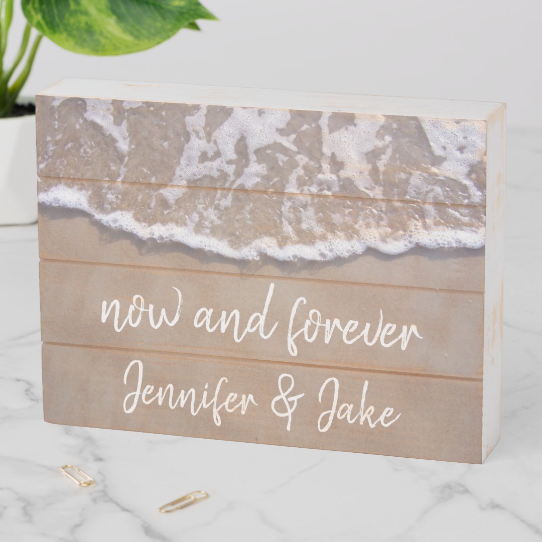 Beach Wedding Personalized Wooden Box Sign | Zazzle