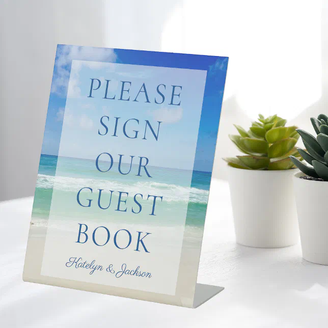 Beach Wedding Please Sign Our Ocean Guest Book | Zazzle