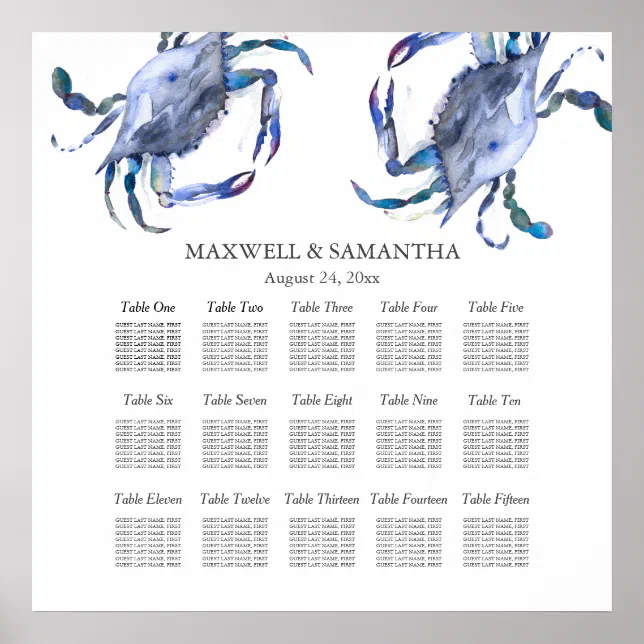Beach Wedding Printable Seating Chart | Zazzle