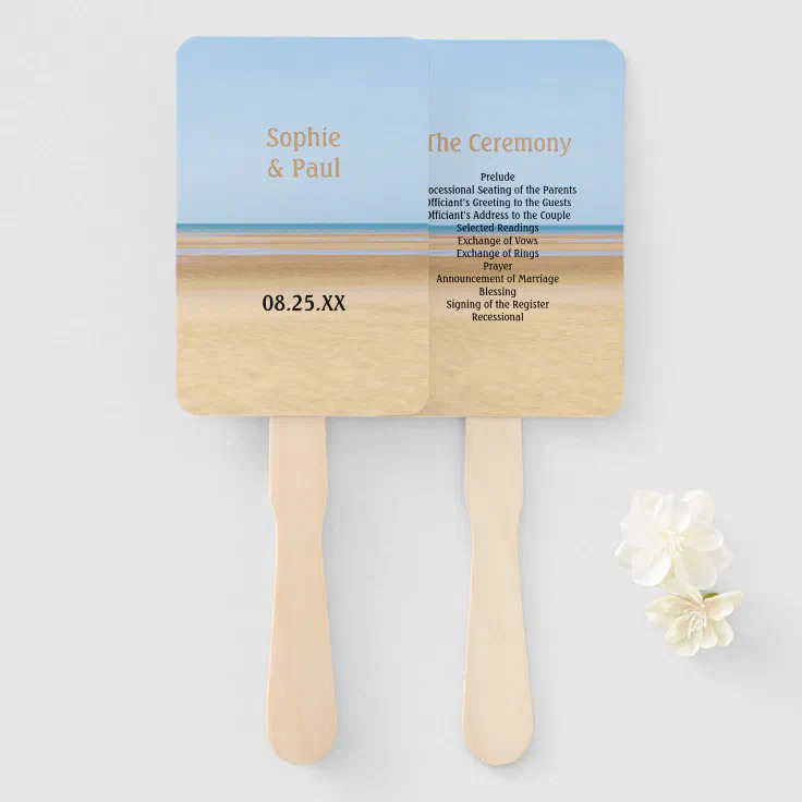 Beach Wedding Program Hand Fan | Zazzle