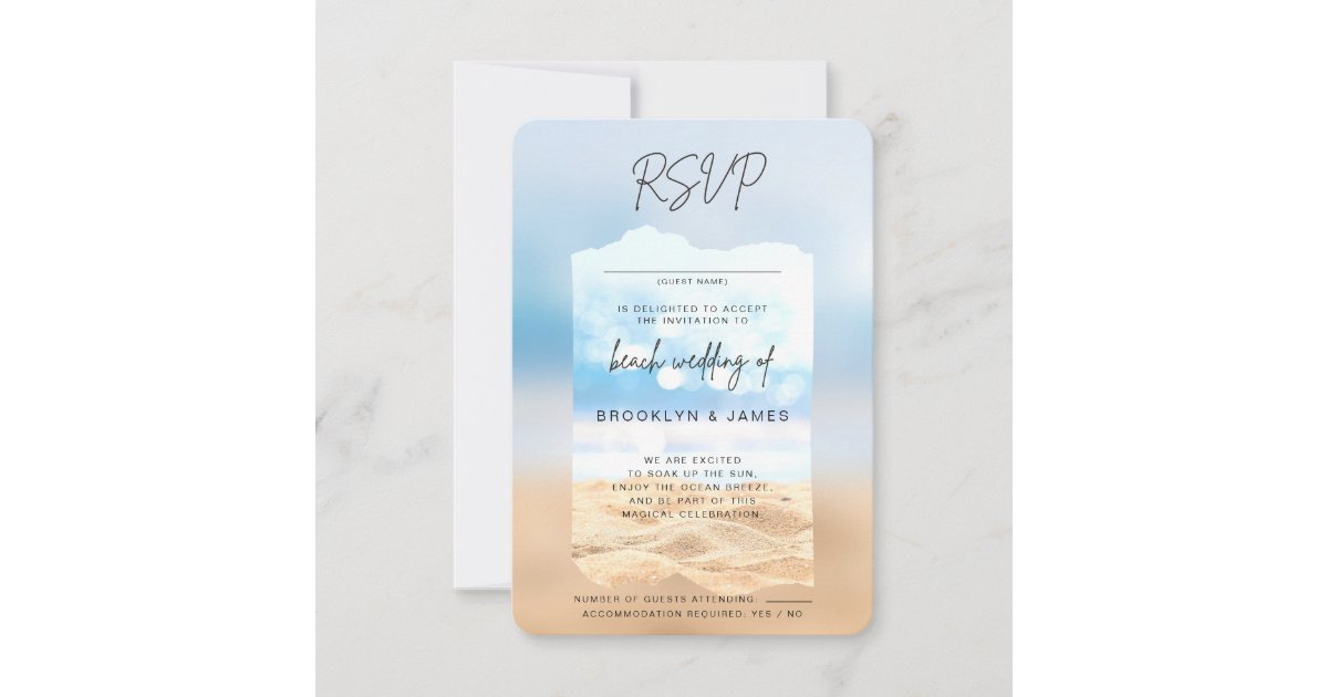 Beach Wedding RSVP Kindly Reply Invitation | Zazzle