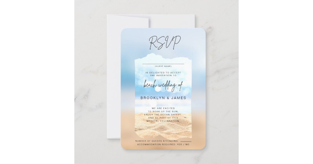 Beach Wedding RSVP Kindly Reply Invitation | Zazzle