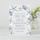 Beach Wedding Rustic Starfish & Sand Dollar Invitation | Zazzle