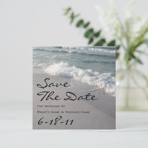 Beach Wedding Save The Date - Ocean Waves & Sand | Zazzle