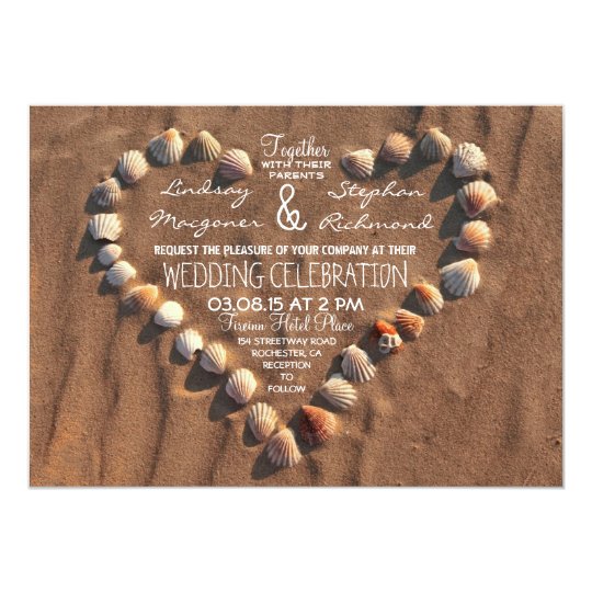 beach wedding sea shells wedding invitations | Zazzle.com