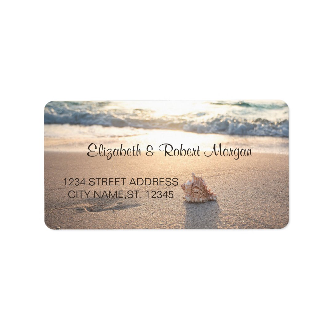 Beach Wedding Seashell Wedding Label | Zazzle