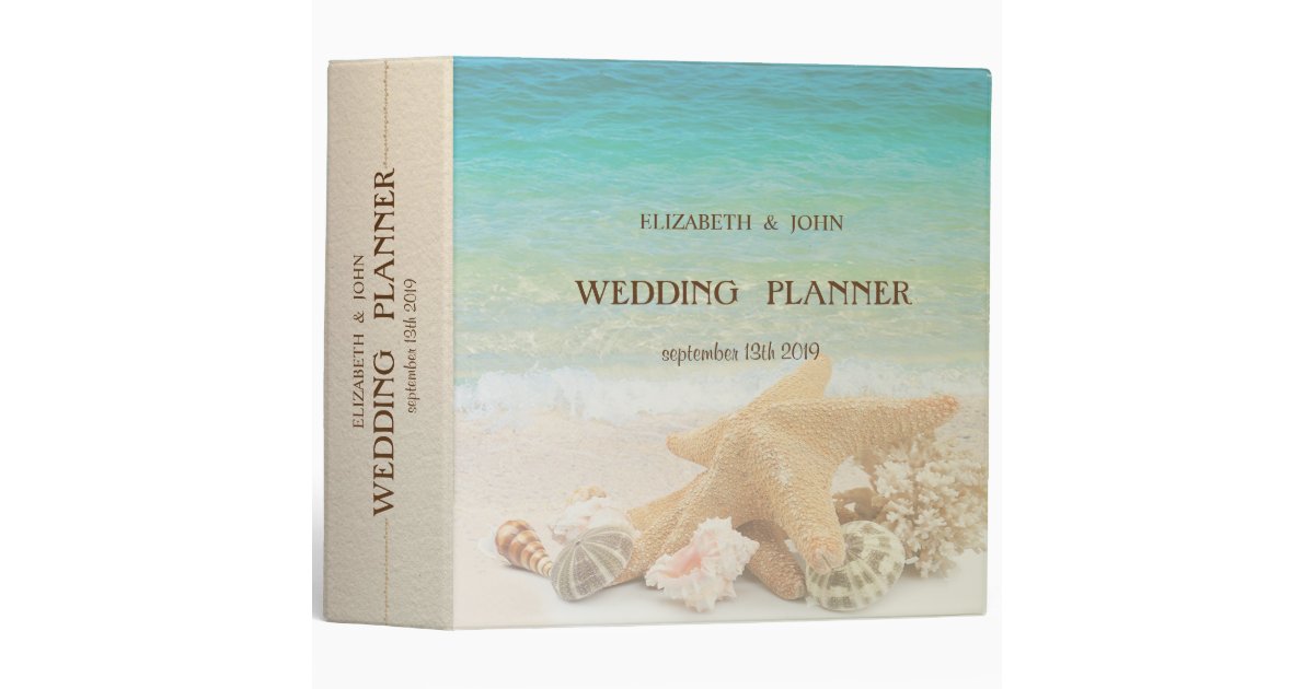 Beach Wedding Seashells Binder | Zazzle