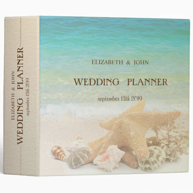 Beach Wedding Seashells Binder | Zazzle