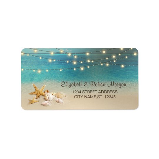 Beach Wedding, Seashells Lights Label | Zazzle.com