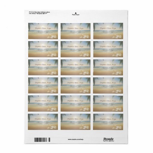 Beach Wedding Seashells, Sunset Wedding Label | Zazzle