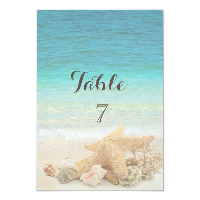 Beach Wedding Seashells Table Card | Zazzle.com