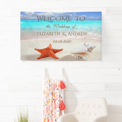 Beach Wedding Seashells Wedding Banner | Zazzle
