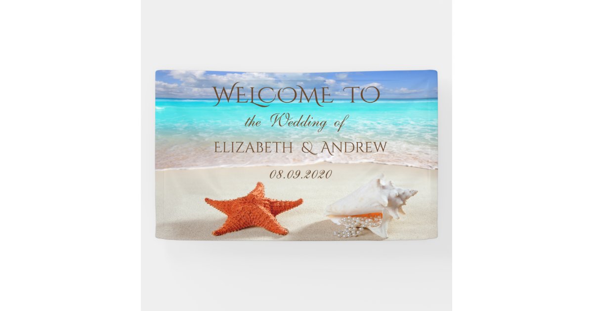 Beach Wedding Seashells Wedding Banner | Zazzle