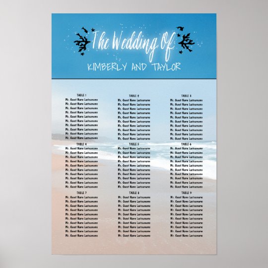 Beach Wedding Seating Charts | Zazzle.com