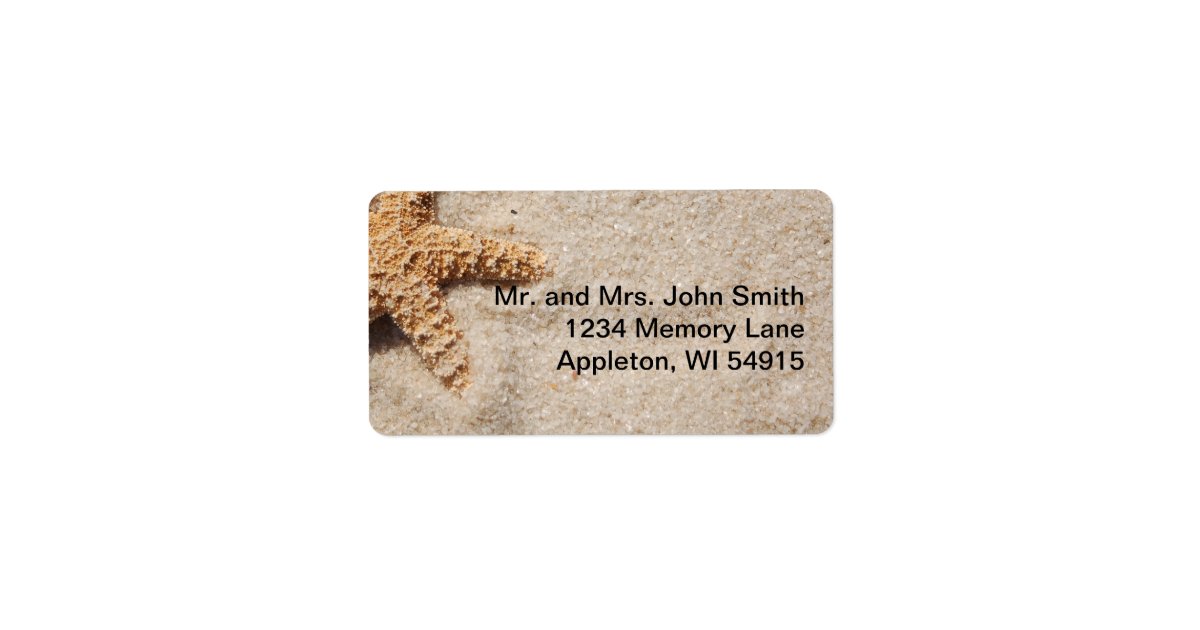 Beach Wedding Starfish in Sand Label | Zazzle