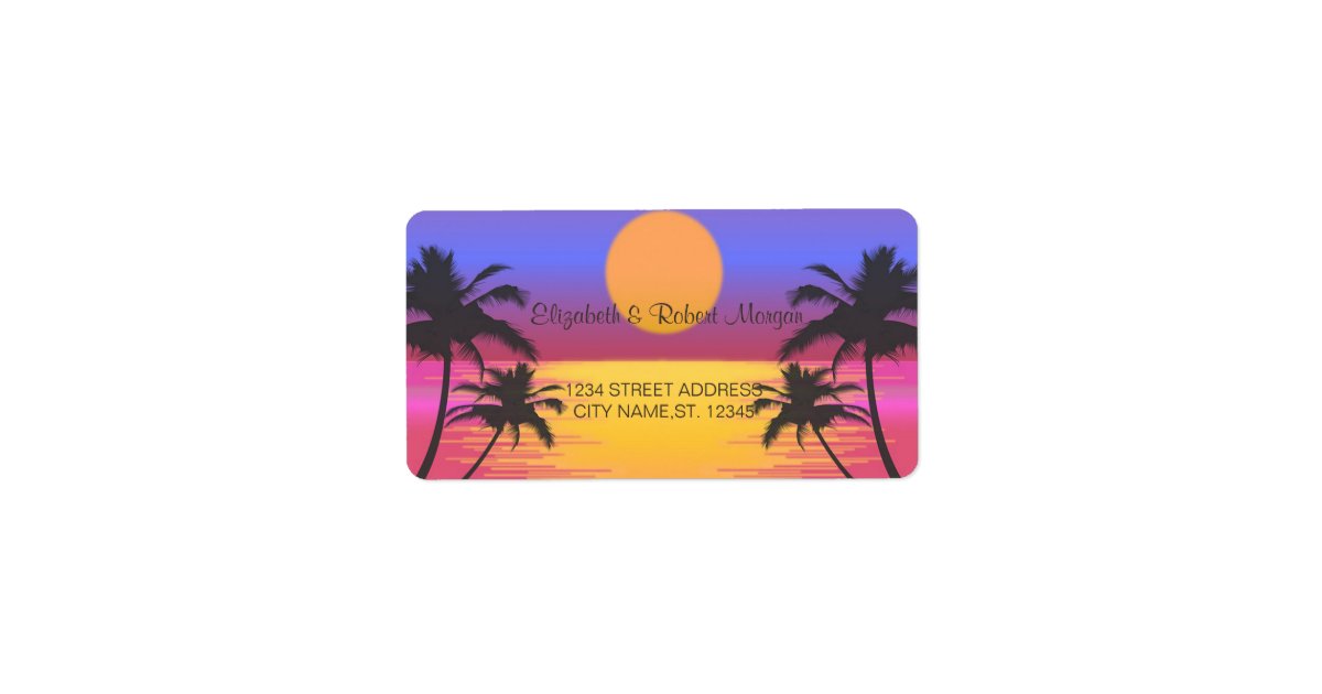 Beach Wedding Sunset Wedding Label | Zazzle