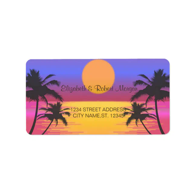 Beach Wedding Sunset Wedding Label | Zazzle