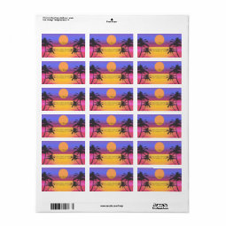 Beach Wedding Sunset Wedding Label | Zazzle