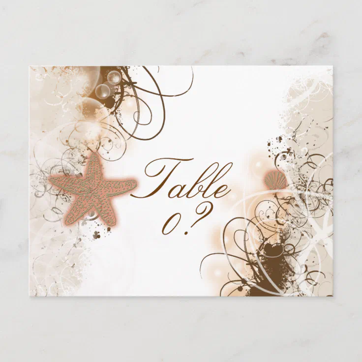 Beach wedding theme ~ table number card | Zazzle