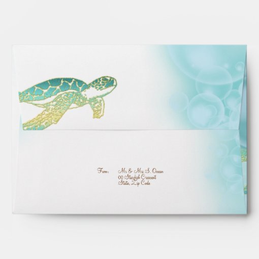 Beach wedding theme ~ turtle n bubbles envelope | Zazzle