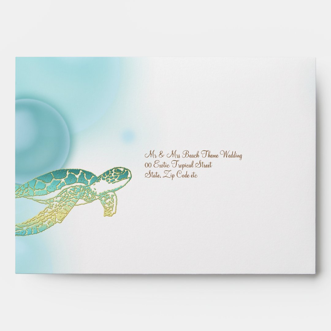 Beach wedding theme ~ turtle n bubbles envelope | Zazzle