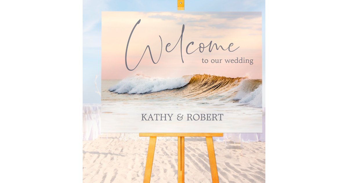 BEACH WEDDING WELCOME SIGN | OCEAN SUNSET | Zazzle