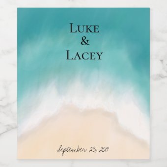 beach wedding wine label | Zazzle