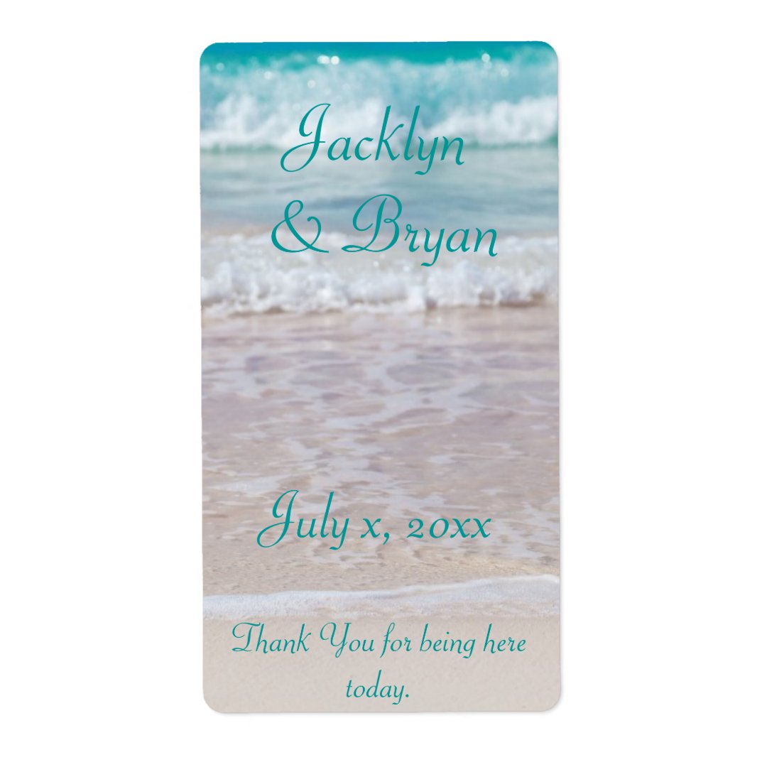 Beach Wedding, Wine, Water, Custom Label | Zazzle