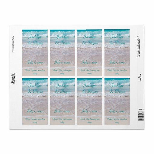 Beach Wedding, Wine, Water, Custom Label | Zazzle