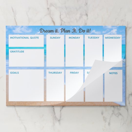 Beach Weekly Planner Paper Pad | Zazzle.com