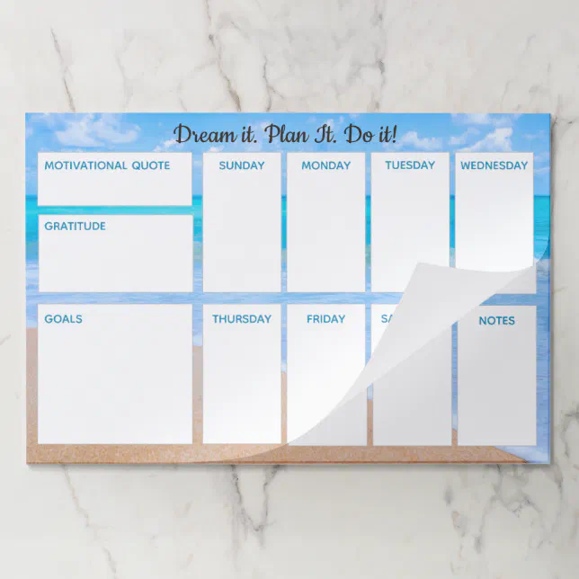 Beach Weekly Planner Paper Pad | Zazzle