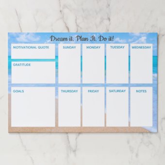 Beach Weekly Planner Paper Pad | Zazzle