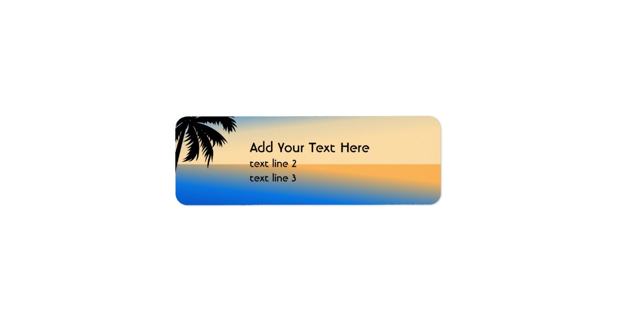 Beach with palm tree label | Zazzle
