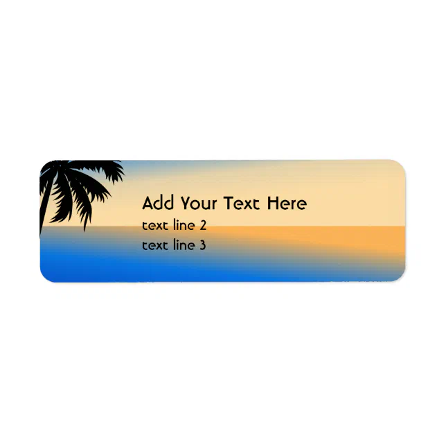 Beach with palm tree label | Zazzle