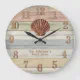 Beach Wood Nautical Stripes & Seashell Large Clock | Zazzle